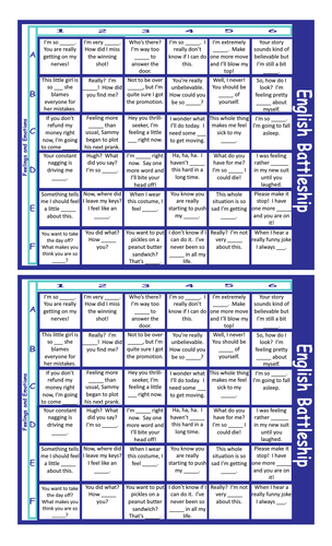 Feelings and Emotions Legal Size Text Battleship Game | Teaching Resources