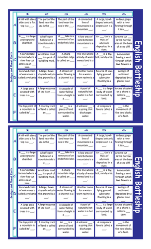 Geology and Planet Earth Legal Size Text Battleship Game | Teaching ...
