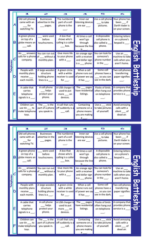 Telephones Legal Size Text Battleship Game | Teaching Resources
