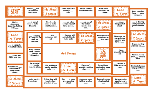 Art Forms Legal Size Text Board Game | Teaching Resources