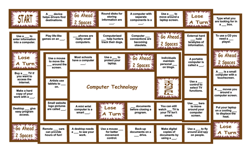 Computer Technology Legal Size Text Board Game | Teaching Resources
