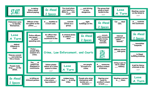Crime, Law Enforcement, and Court Legal Size Text Board Game | Teaching ...