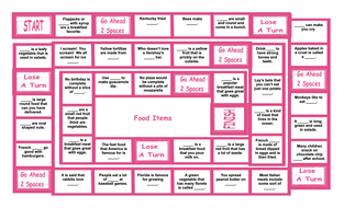 Food Items Legal Size Text Board Game | Teaching Resources