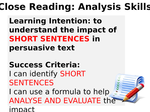 Higher RUAE analysing short sentences | Teaching Resources