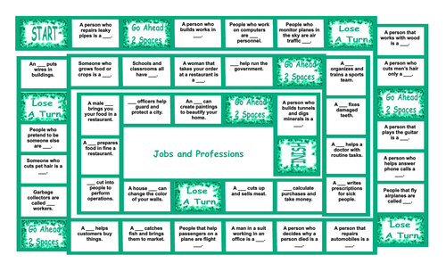Jobs and Professions Legal Size Text Board Game | Teaching Resources