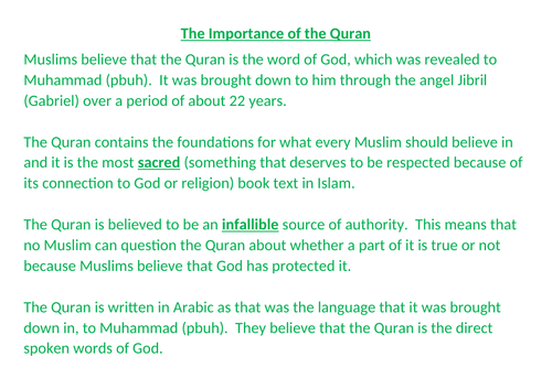 The Holy Books in Islam | Teaching Resources