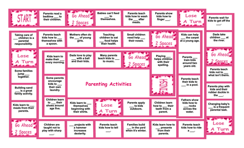 Parenting Activities Legal Size Text Board Game | Teaching Resources