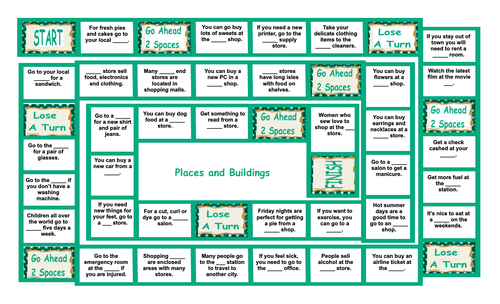 Places and Buildings Legal Size Text Board Game | Teaching Resources