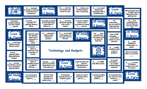 Technology and Gadgets Legal Size Text Board Game | Teaching Resources