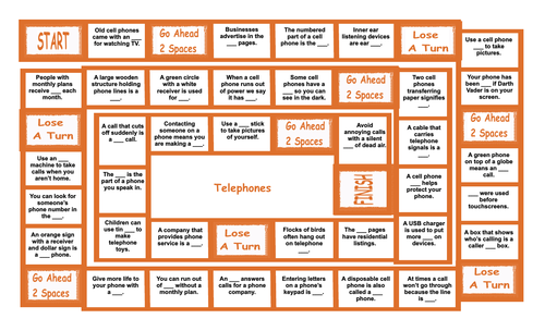 Telephones Legal Size Text Board Game | Teaching Resources