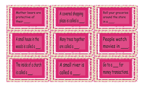 City versus Country Living Legal Size Text Card Game | Teaching Resources