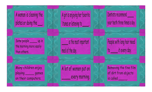 Daily Activities Legal Size Text Card Game | Teaching Resources