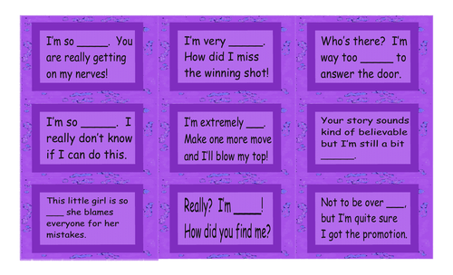 Feelings and Emotions Legal Size Text Card Game | Teaching Resources