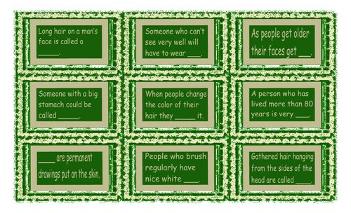People Descriptions Legal Size Text Card Game | Teaching Resources