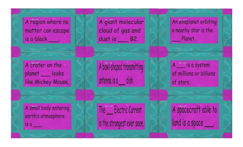 Space and Astronomy Legal Size Text Card Game | Teaching Resources