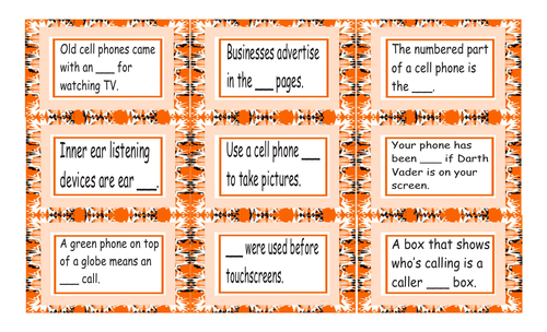 Telephones Legal Size Text Card Game | Teaching Resources