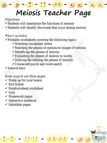 Meiosis Worksheets | Teaching Resources