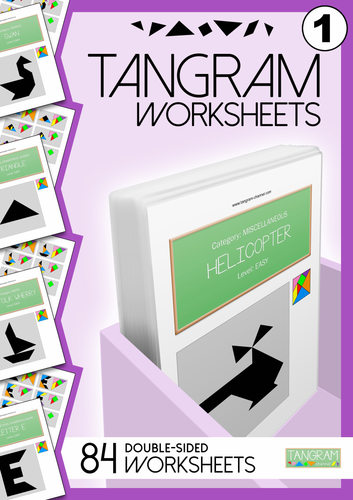 Tangram Worksheets VOL.1 - 84 double-sided worksheets | Teaching Resources