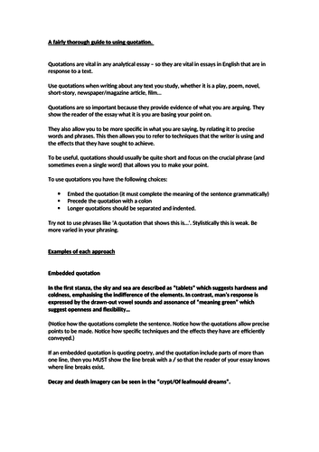 A Guide to Using Quotation | Teaching Resources