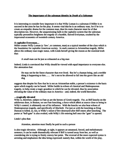 Death of a Salesman - notes on the salesman identity | Teaching Resources