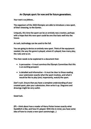 Olympic Sport for the Future | Teaching Resources