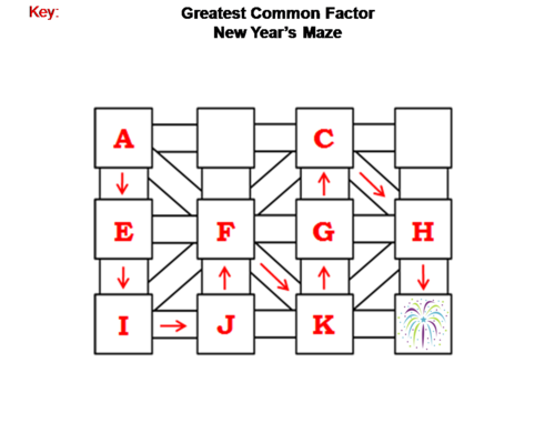 Greatest Common Factor Activity: New Year's Math Maze | Teaching Resources