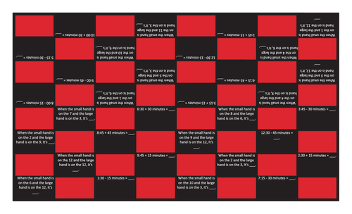 Telling Time Legal Size Text Checkers Game | Teaching Resources