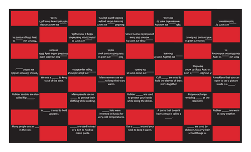 Clothing Accessories and Footwear Legal Size Text Checkers Game ...