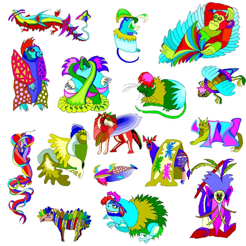 Colorful Animal Clipart, Otomi Clipart , Otomi Animals, Mexican Clipart ...