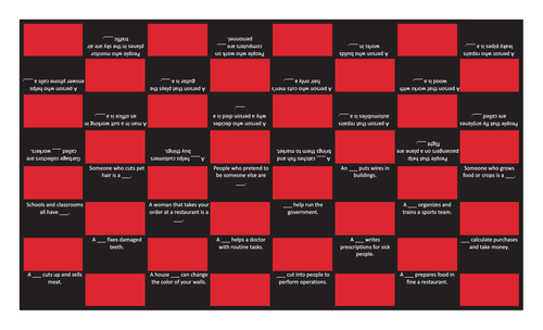 Jobs and Professions Legal Size Text Checkers Game | Teaching Resources