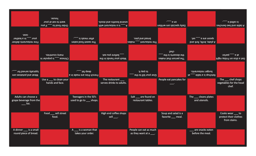 Restaurant Things and Activities Legal Size Text Checkers Game ...