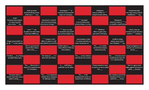 U. S. Government and Citizenship Legal Size Text Checkers Game ...
