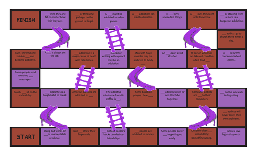 Bad Habits and Addictions Legal Size Text Chutes and Ladders Game ...