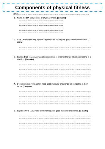 Physical fitness exam questions | Teaching Resources