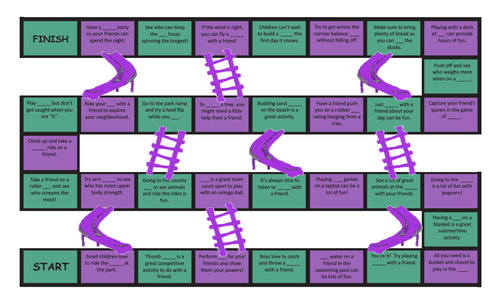 Friendship Activities Legal Size Text Chutes and Ladders Game ...