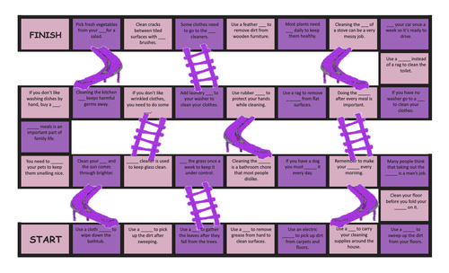 Household Chores and Cleaning Supplies Legal Size Text Chutes and ...