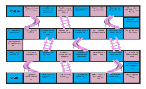 Pets and Pet Care Legal Size Text Chutes and Ladders Game | Teaching ...