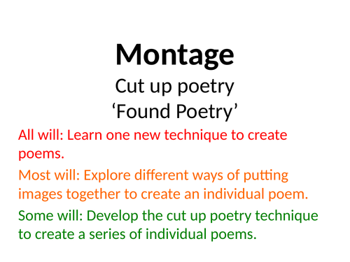 Y7 Cut up poetry | Teaching Resources