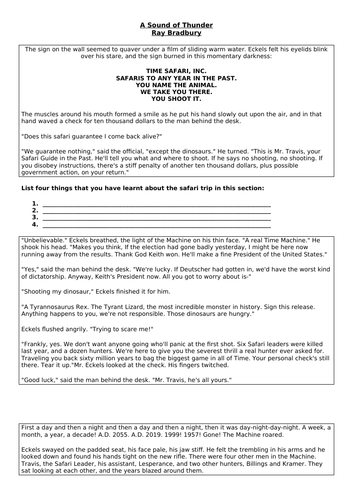 A Sound of Thunder | Teaching Resources