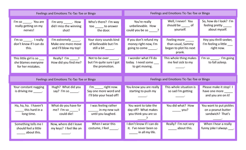 Feelings and Emotions Legal Size Text Tic-Tac-Toe-Bingo Game | Teaching ...