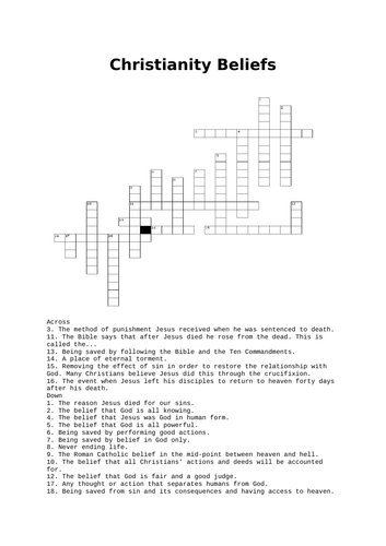 AQA Christianity and Islam Revision Crosswords | Teaching Resources