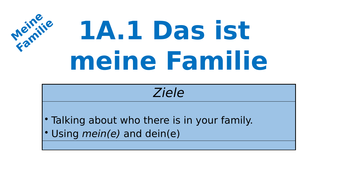 Zoom 1 Deutsch - Unit 1A Meine Familie | Teaching Resources