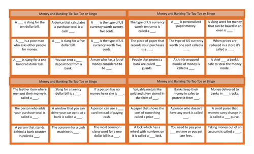 Money and Banking Legal Size Text Tic-Tac-Toe-Bingo Game | Teaching ...
