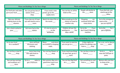 Places and Buildings Legal Size Text Tic-Tac-Toe-Bingo Game | Teaching ...