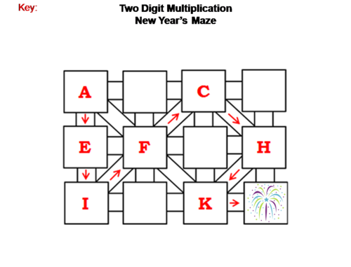 Two Digit Multiplication Activity: New Year's Math Maze | Teaching ...