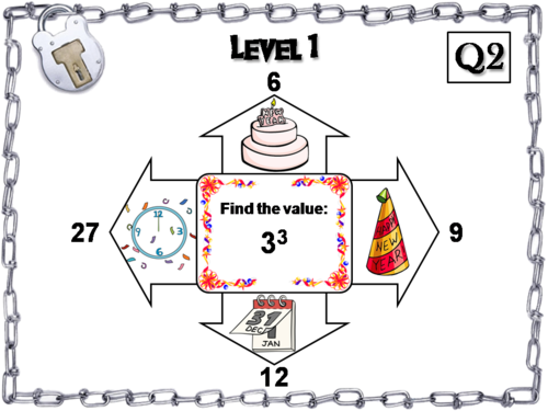 Exponents Game: Escape Room New Year's Math Activity 5th 6th 7th 8th ...