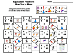 Equivalent Fractions Activity: New Year's Math Maze | Teaching Resources