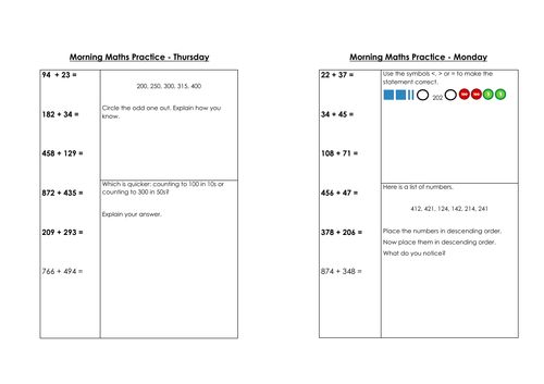 #MathsThisWeek - Year 3 Morning Maths Practice (Term 2 - 6 weeks ...