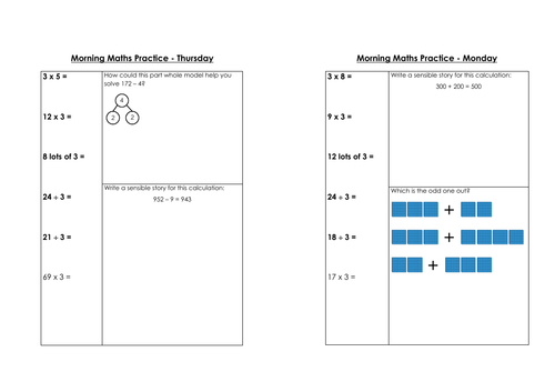 #MathsThisWeek - Year 3 Morning Maths Practice (Term 2 - 6 weeks ...