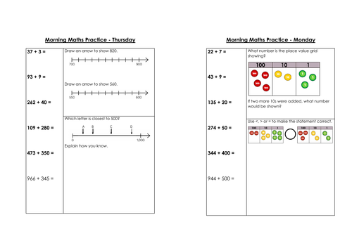 #MathsThisWeek - Year 3 Morning Maths Practice (Term 2 - 6 weeks ...